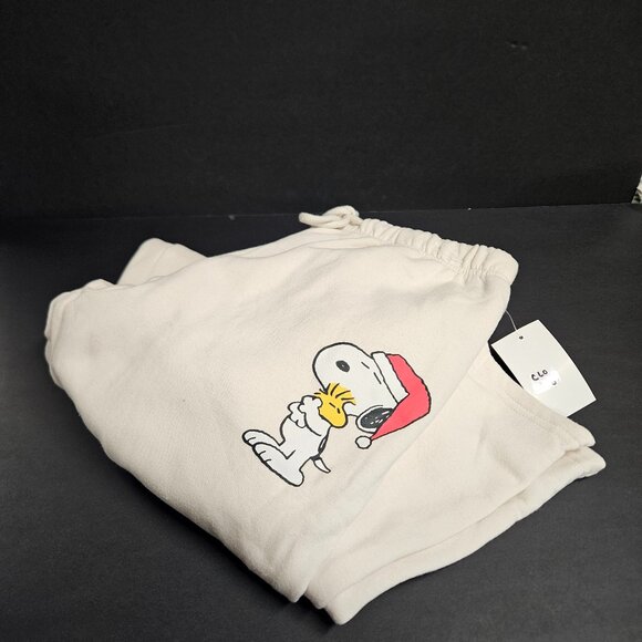Peanuts | Pants & Jumpsuits | Peanuts S Off White Sweat Pants Wide Leg ...